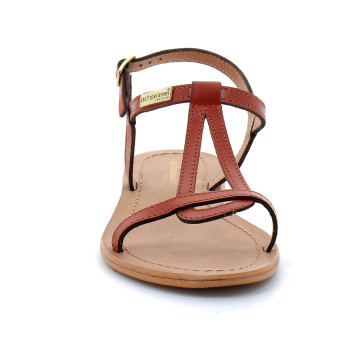 Sandales pour femme en cuir Hamess brique 63441